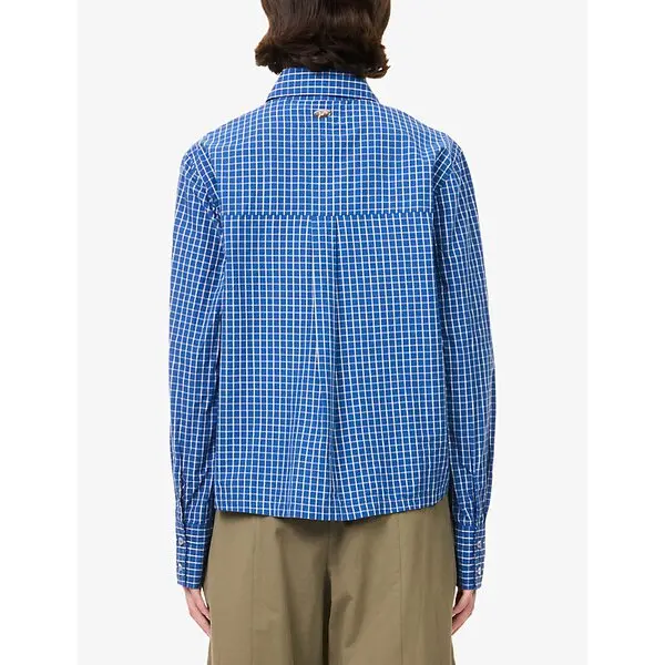DAMSON MADDER Talia Checked Ruched Cotton Shirt