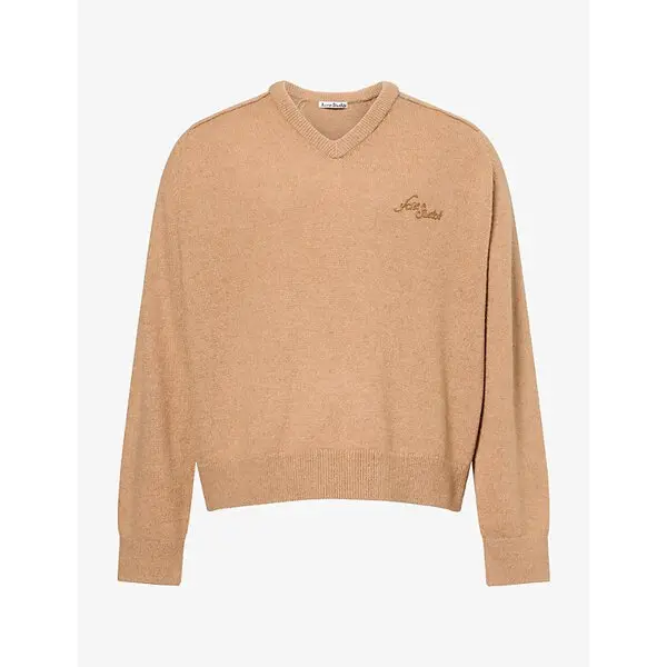 Acne Studios Kaymel V-neck Knit Wool Jumper - Light Camel