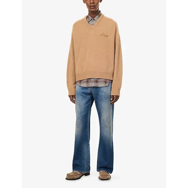 Acne Studios Kaymel V-neck Knit Wool Jumper - Light Camel