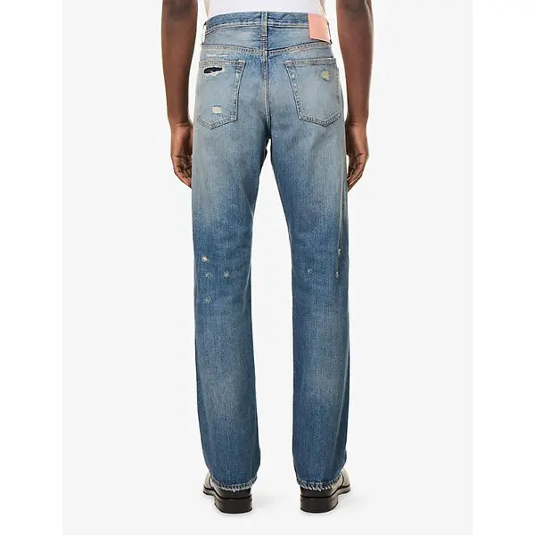 Acne Studios 1996m Blue Map Distressed Straight-leg Denim Jeans
