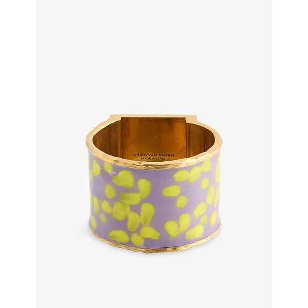 Dries Van Noten Handmade Painted Brass And Enamel Cuff Bracelet - Lilac