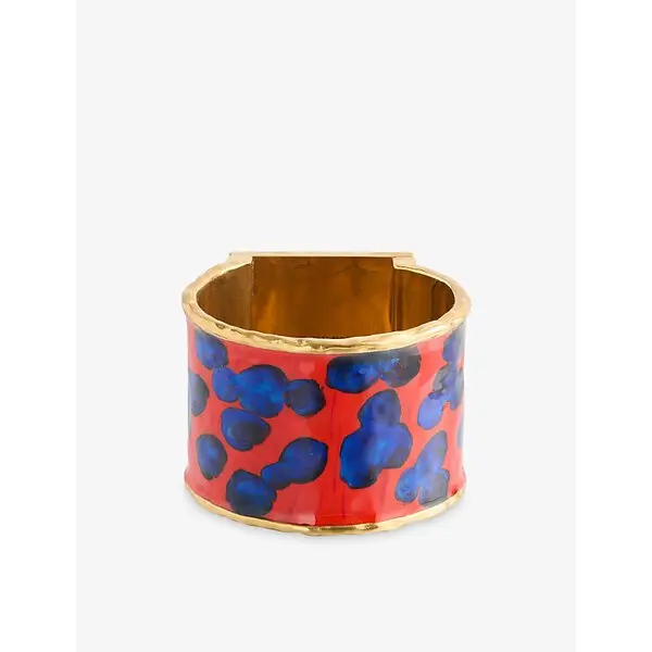 Dries Van Noten Handmade Painted Brass And Enamel Cuff Bracelet - Red