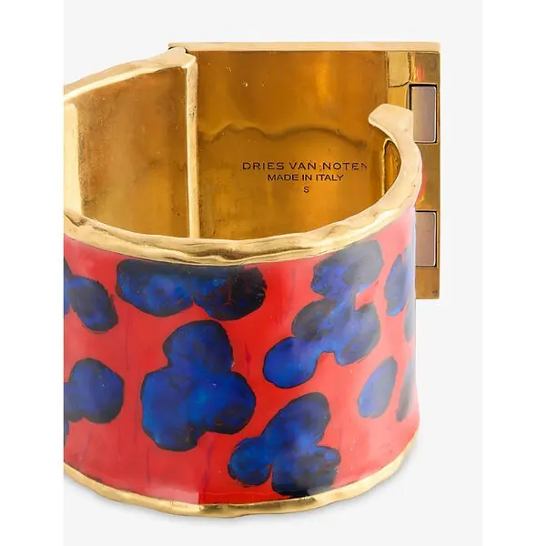 Dries Van Noten Handmade Painted Brass And Enamel Cuff Bracelet - Red