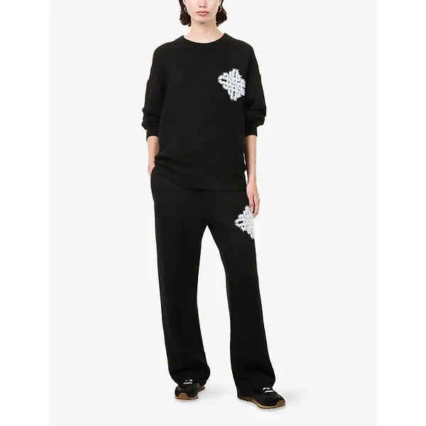 THE COUTURE CLUB Emblem Fluffy Knitted Jogging Bottoms