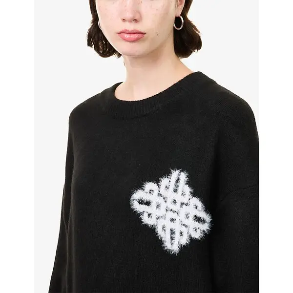 THE COUTURE CLUB Emblem Fluffy Knitted Jogging Bottoms