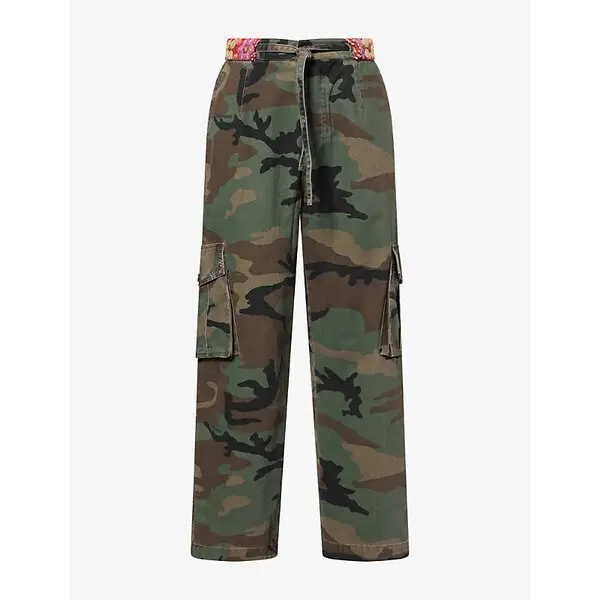 NAHMIAS Embroidered -print Cotton Cargo Trousers