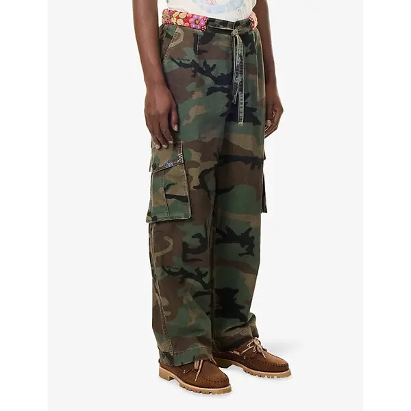 NAHMIAS Embroidered -print Cotton Cargo Trousers