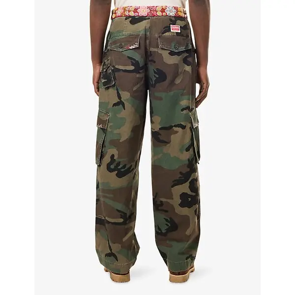 NAHMIAS Embroidered -print Cotton Cargo Trousers