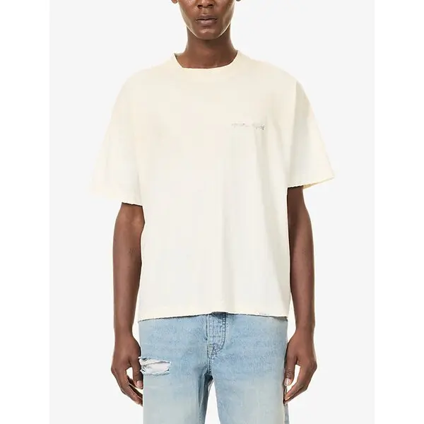 REPRESENT Reverse Brand-print Cotton-blend T-shirt - Flat White