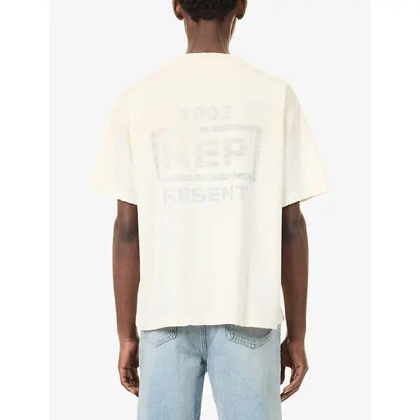 REPRESENT Reverse Brand-print Cotton-blend T-shirt - Flat White