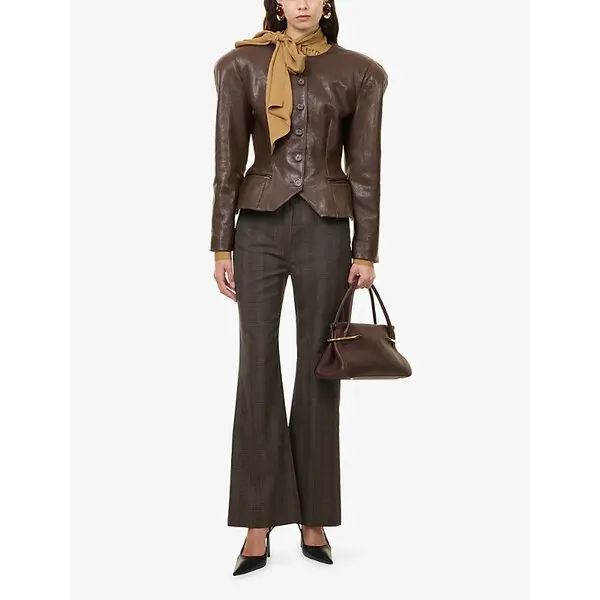 Magda Butrym Peplum-hem Slim-fit Leather Jacket