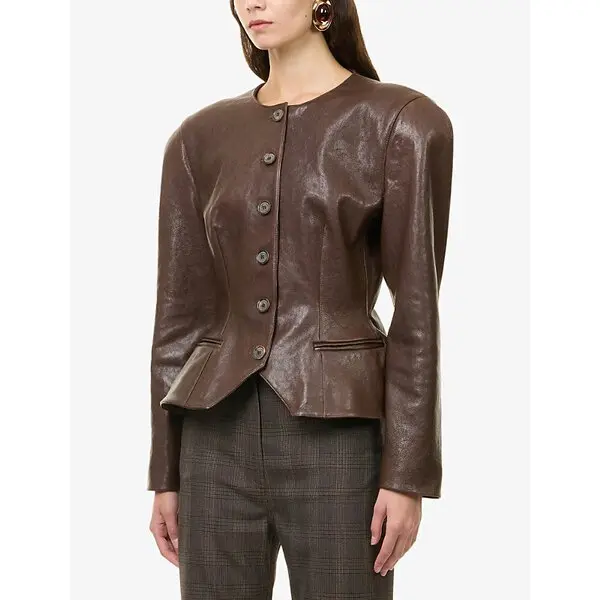 Magda Butrym Peplum-hem Slim-fit Leather Jacket