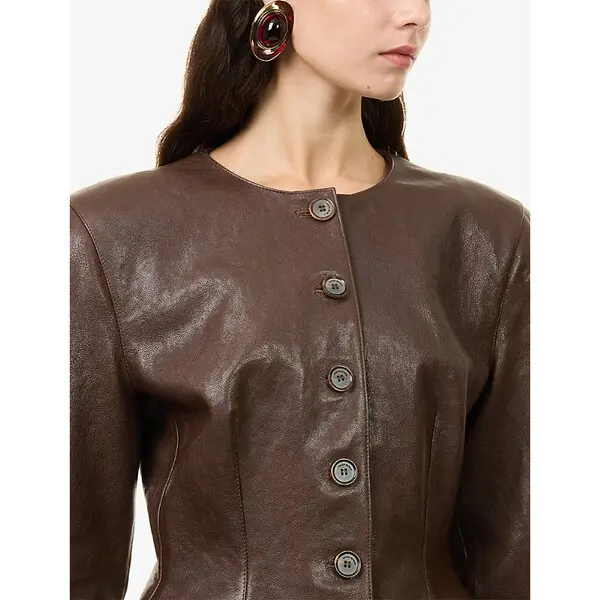 Magda Butrym Peplum-hem Slim-fit Leather Jacket