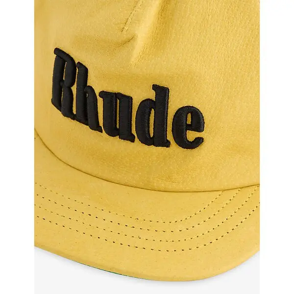 Rhude Logo-embroidered Leather Cap