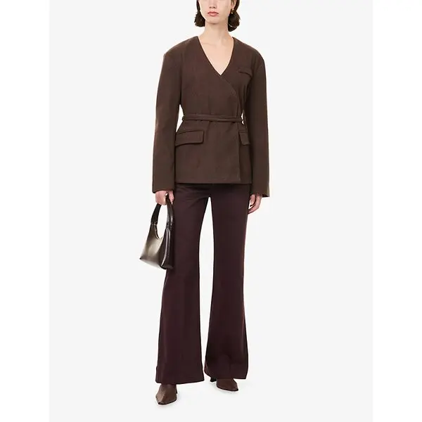 4TH & RECKLESS Luca Herringbone Tie-waist Wrap Woven Jacket
