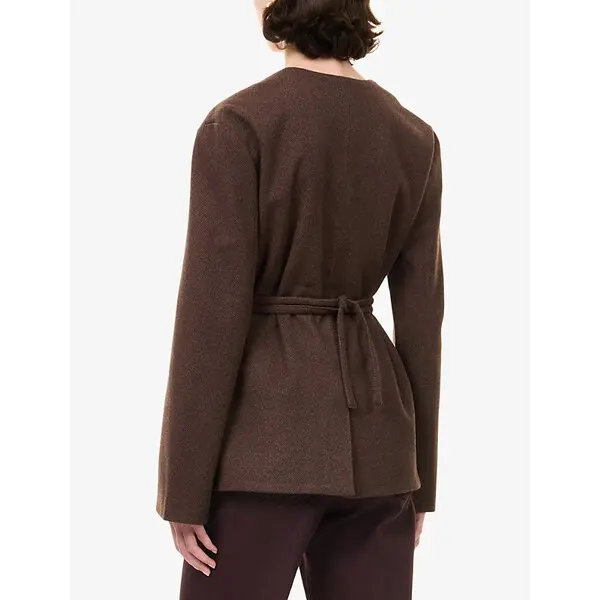 4TH & RECKLESS Luca Herringbone Tie-waist Wrap Woven Jacket