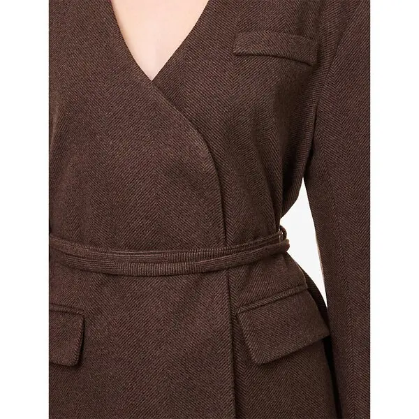 4TH & RECKLESS Luca Herringbone Tie-waist Wrap Woven Jacket