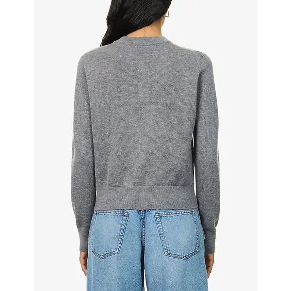 AMI Paris De Coeur Crew Neck Wool Knit Cardigan