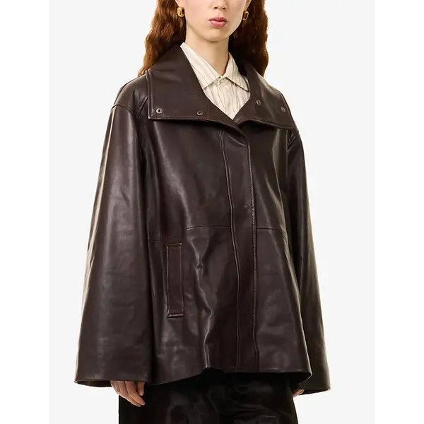 Nour Hammour Lowen High-neck Leather Jacket