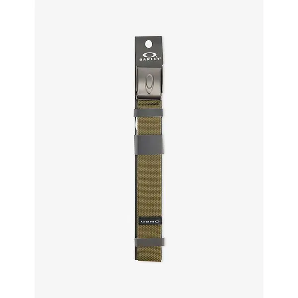Oakley Ellipse Embossed-logo Woven Belt - Deep Olive