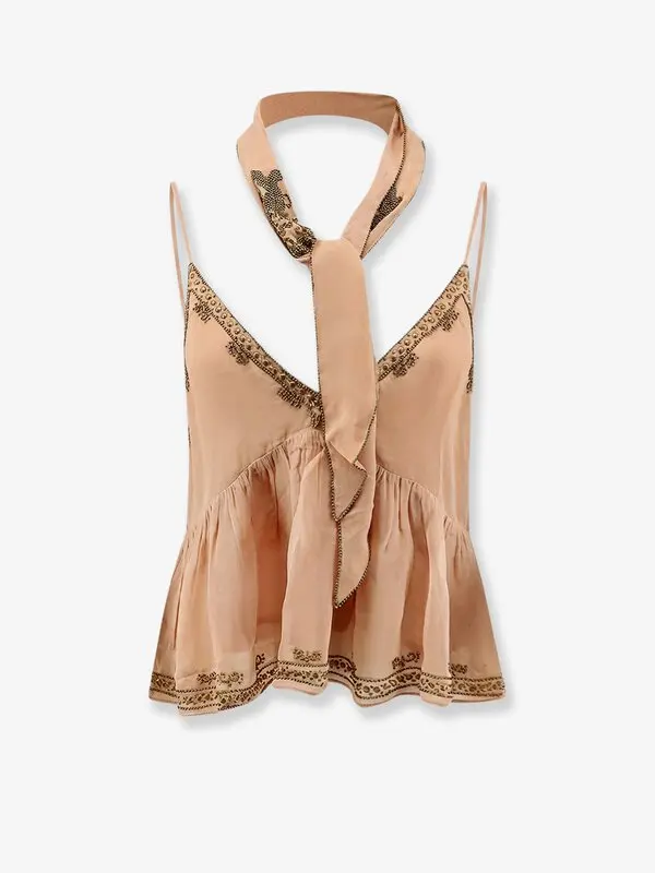 SCARLETT POPPIES Hedvig Viscose Top With Scarf - Pink