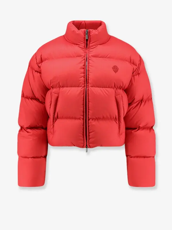 Gucci Crop Fit Down Jacket With Iconic Crest - Red