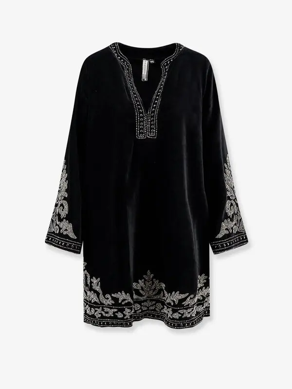 SCARLETT POPPIES Signe Velvet Dress With Studs - Black