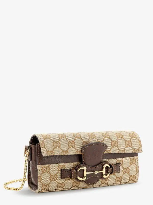 Gucci Wallet With Chain And Horse Clip - Brown