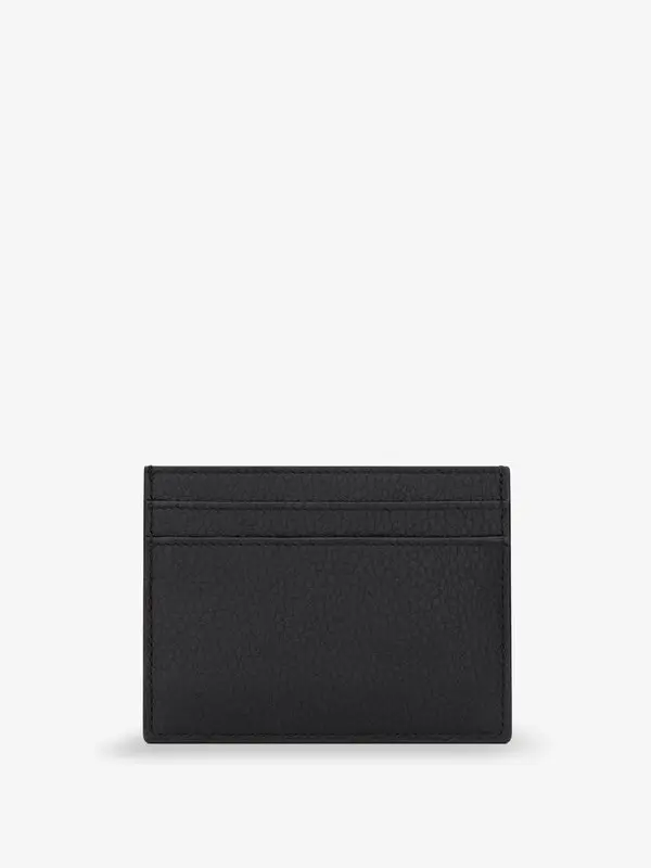 Saint Laurent Tiny Cassandre Textured Leather Card Holder - Black
