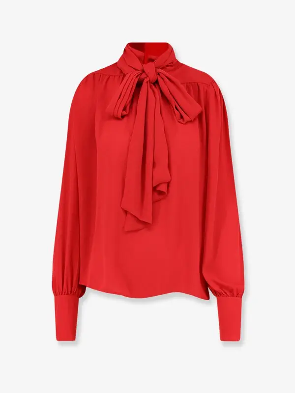 ACTUALEE Satin Shirt With Padded Shoulders