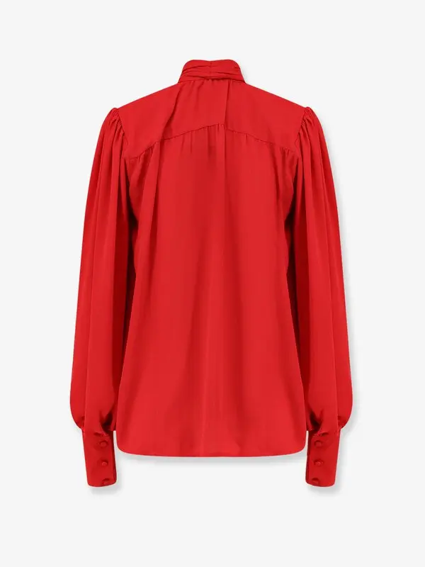 ACTUALEE Satin Shirt With Padded Shoulders