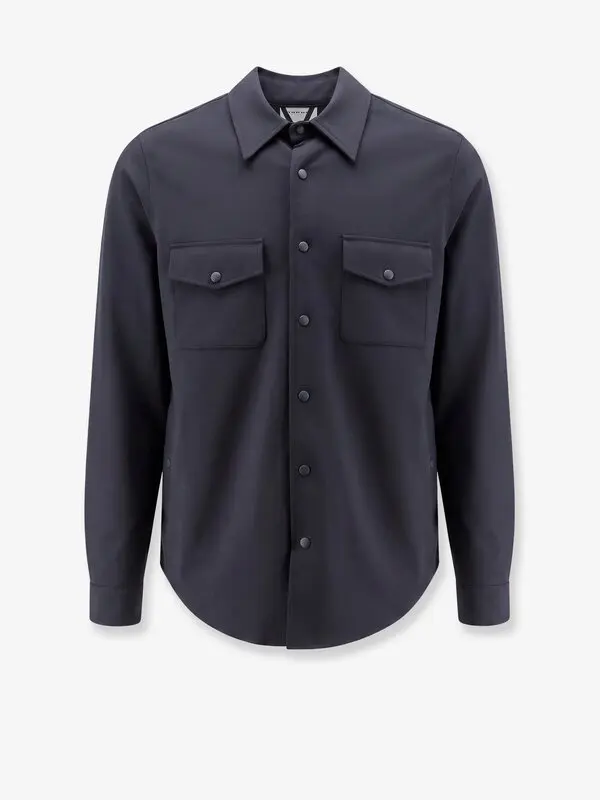Aspesi Virgin Wool Blend Shirt/jacket With Thermal Insulation - Blue