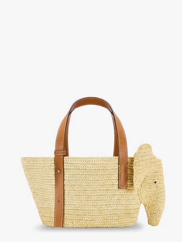 Loewe Elephan Rafia And Leather Handbag