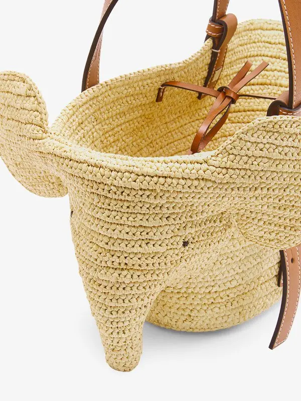 Loewe Elephan Rafia And Leather Handbag