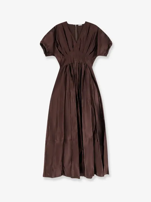 JOSEPH Nova Long Silk And Linen Blend Dress - Brown