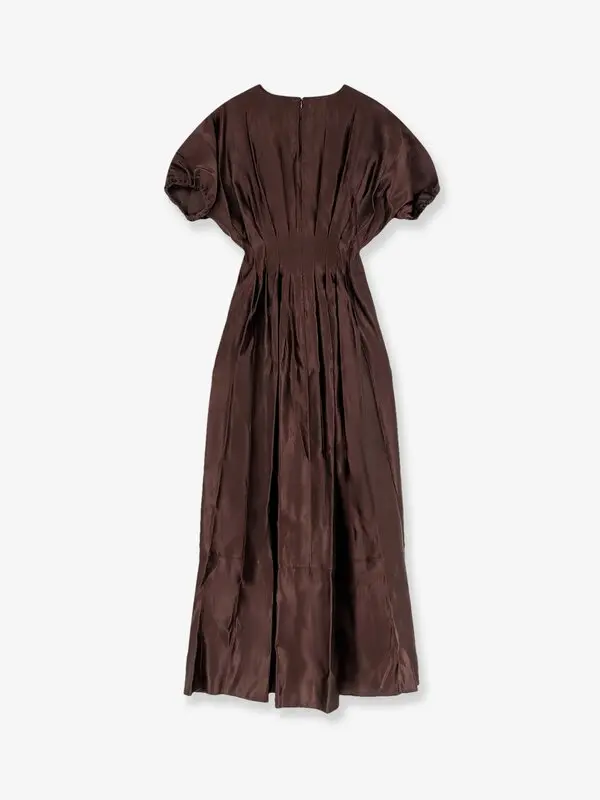 JOSEPH Nova Long Silk And Linen Blend Dress - Brown