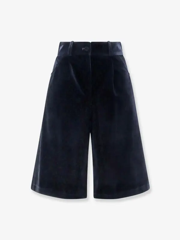 ACTUALEE Velvet Bermuda Shorts - Blue