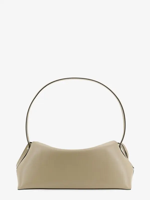 TOTEME Tlock Hammered Leather Crossbody Bag - Beige