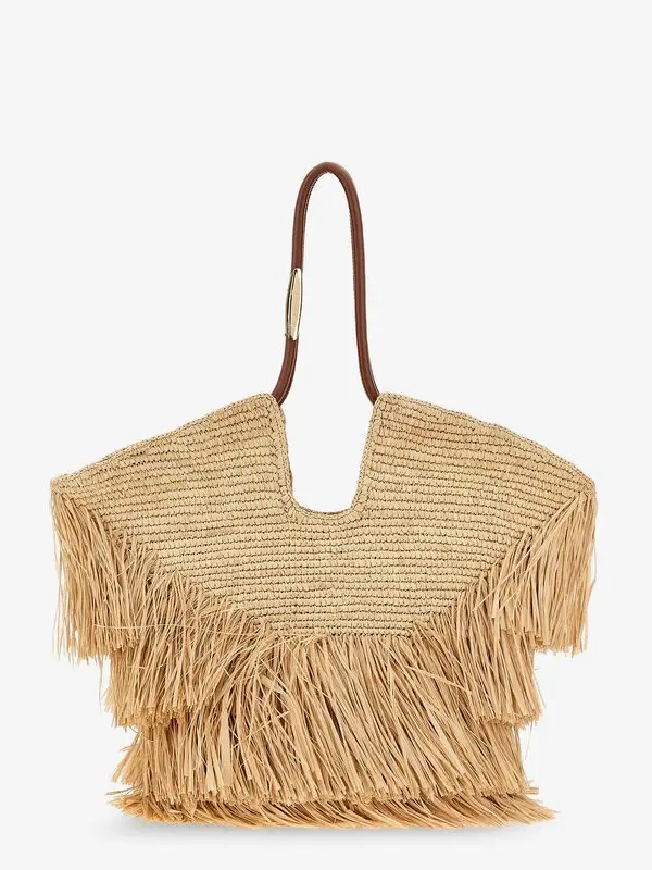 Zimmermann Goldentime Raffia Shoulder Bag - Beige