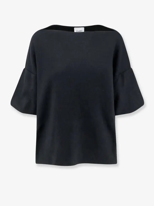 NUDE Wool Blend Boat Neck Sweater - Black