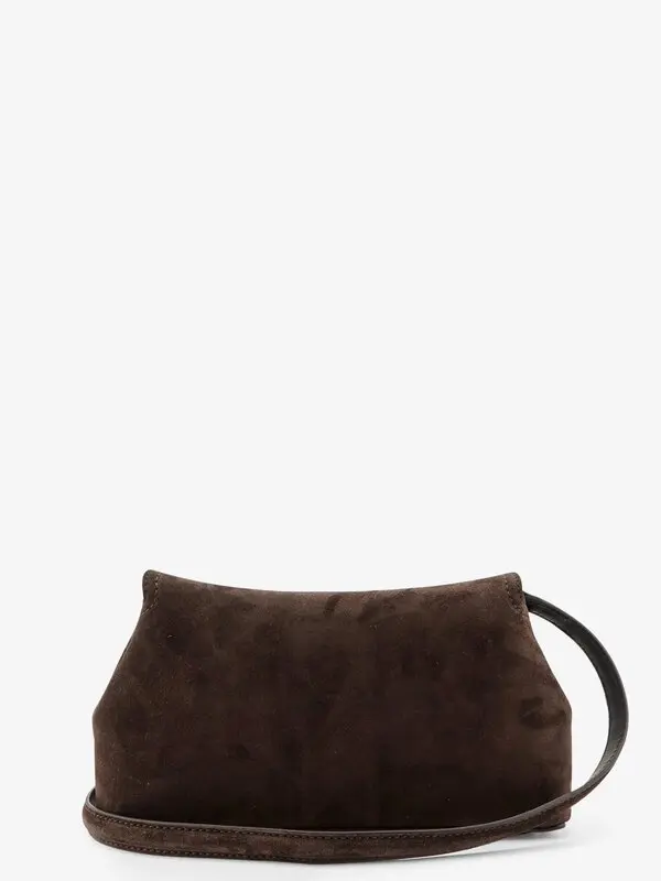 TOTEME Suede Tlock Clutch - Brown