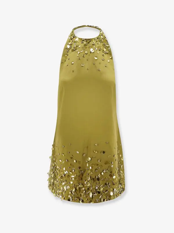 Retrofete Mini Dress With Sequins And Rhinestones - Green
