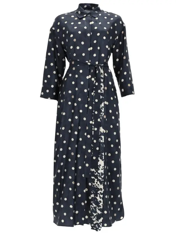 Max Mara Printed Silk Lever Dress - Blue