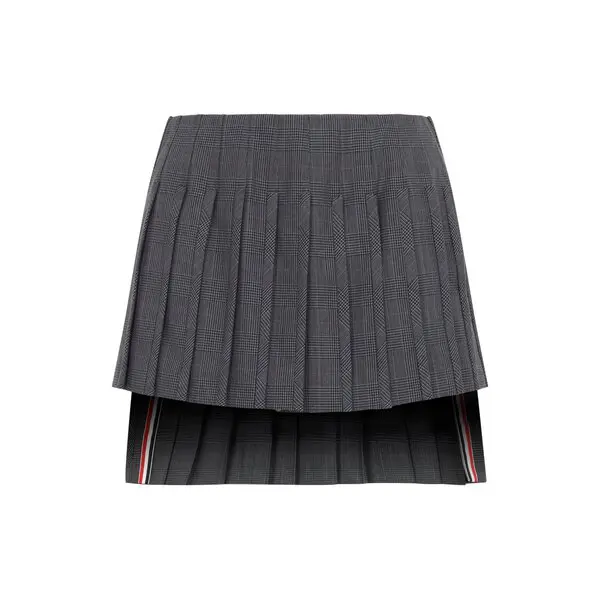 Thom Browne Low Rise Mini Narrow Pleated Skirt - Gray
