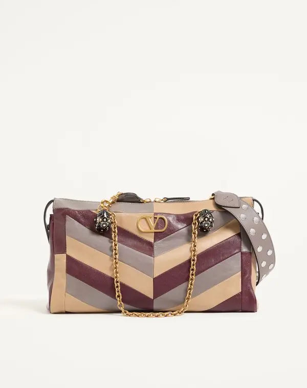 Valentino Garavani Panthea Medium Shoulder Bag In Nappa With A Chevron Pattern