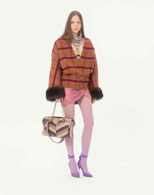 Valentino Garavani Panthea Medium Shoulder Bag In Nappa With A Chevron Pattern