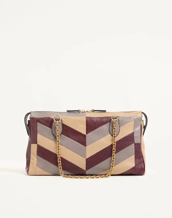 Valentino Garavani Panthea Medium Shoulder Bag In Nappa With A Chevron Pattern