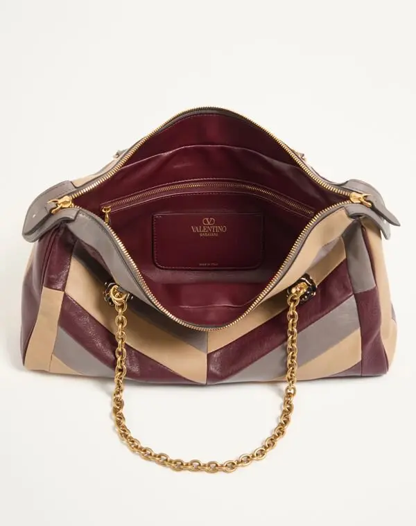 Valentino Garavani Panthea Medium Shoulder Bag In Nappa With A Chevron Pattern