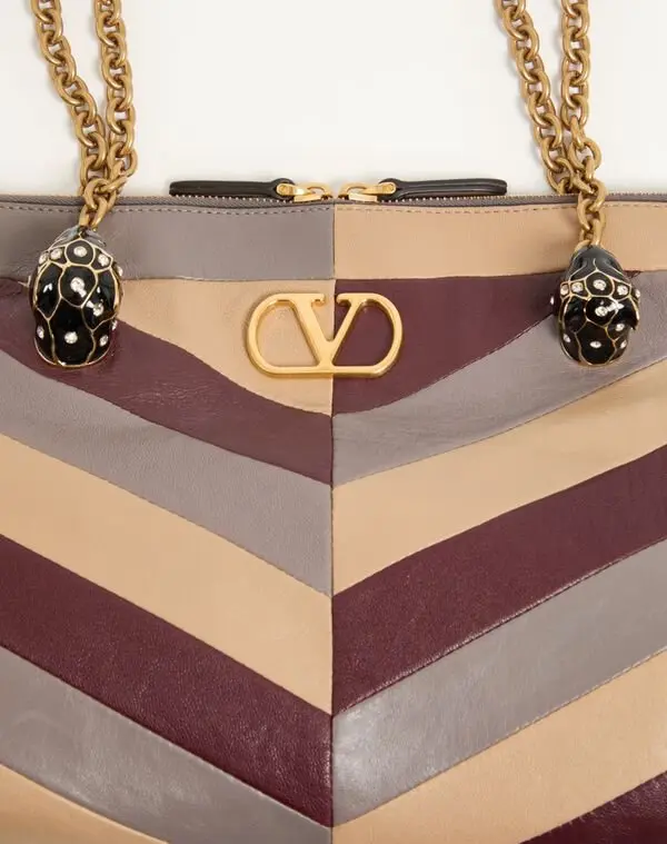 Valentino Garavani Panthea Medium Shoulder Bag In Nappa With A Chevron Pattern