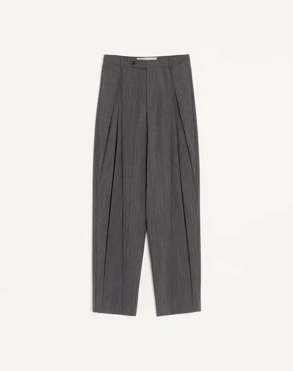 Valentino Garavani Pinstripe Wool Trousers With Pleats
